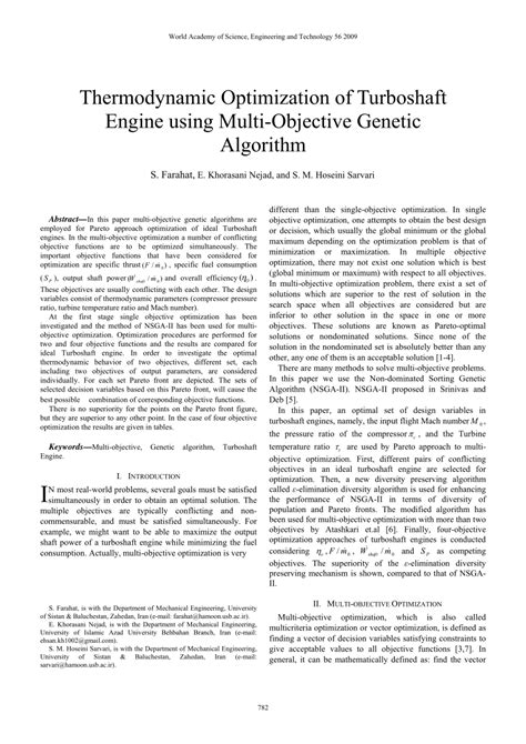 Pdf Thermodynamic Optimization Of Turboshaft Engine Using Multi