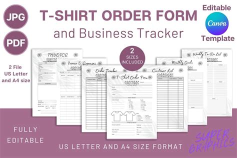T Shirt Order Form Business Tracker Graphic By Super Graphics · Creative Fabrica