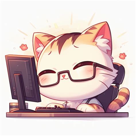 Premium Vector A Cute Cat Software Engineer Cartoon Style