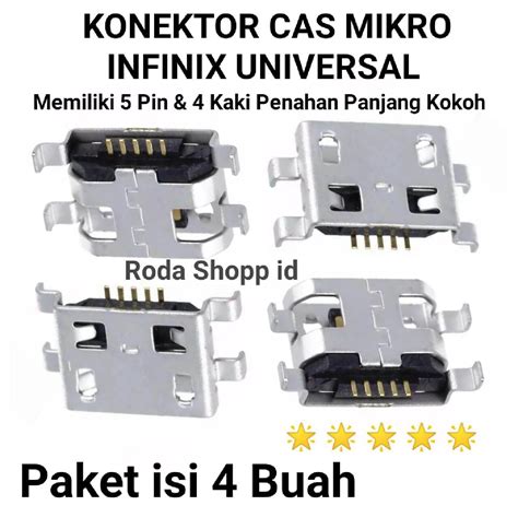Konektor Cas Mikro Infinix Universal Plugin Pin Kaki Penahan Panjang Kokoh Semua Hp Inf Micro