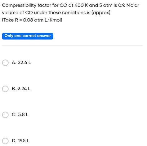 Compressibility Factor For CO At 400 K And StudyX