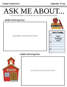 Ask Me About Newsletter Template September By Ana Wydeven TPT