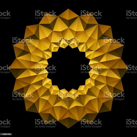 종이 접기 스타일 꽃 패턴 3d 기하학적 모양 골드 담 경계에 대한 스톡 벡터 아트 및 기타 이미지 담 경계 예술 3차원 형태 Istock