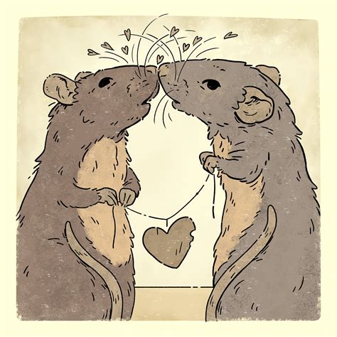 Kissing Rats Art Print 8”x8” Etsy Canada