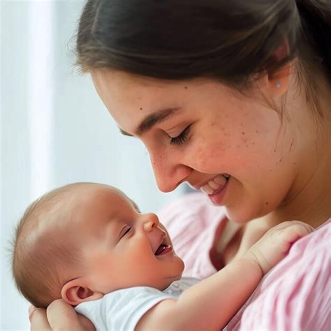 Um Momento De Ternura Entre Uma Jovem Mãe E O Seu Bebé Imagem