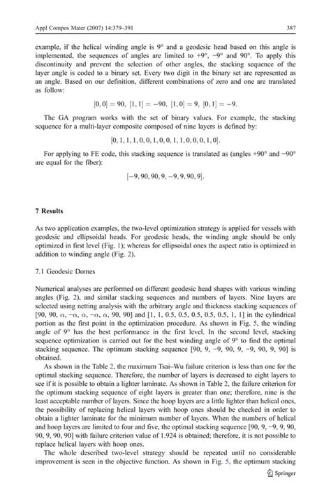 Composite Dome Shape And Pressure Vessels Optimization Pdf
