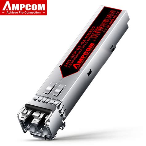 Ampcom 1 25g Lc Sfp Multi Mode Duplex Optic Module 1000base Sx Sfp 850nm 550m Dom Lc Mmf