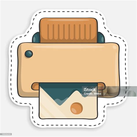 낙서 잉크젯 프린터의 만화 아이콘 복사기를 사용하여 사무실에서 문서를 인쇄합니다 흰색 배경에서 격리된 벡터 그래픽 사용자 인터페이스에 대한 스톡 벡터 아트 및 기타 이미지