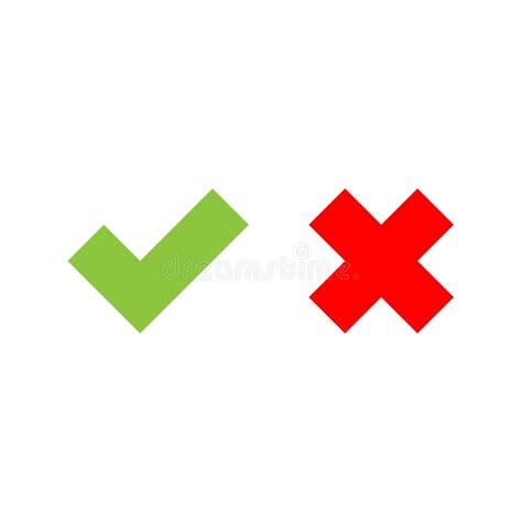 Check Mark Icons Green Tick And Red Cross Stock Vector Illustration