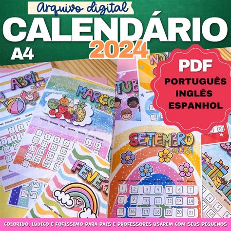 Calendário Datas Comemorativas 2024 Educação Infantil Fdplearn