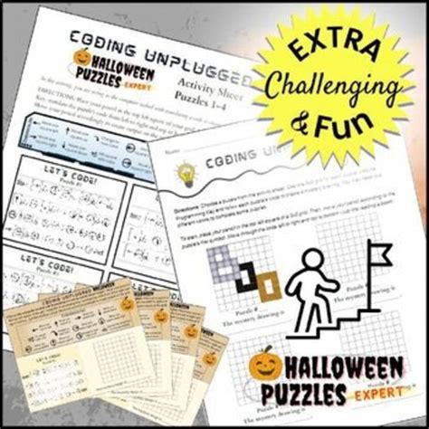 Coding Unplugged Halloween Themed Set │offline Puzzles For Middle School