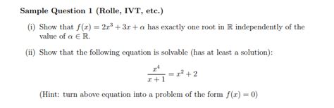 solved sample question 1 rolle ivt etc i show that