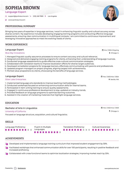 10 Language Expert Resume Samples And Templates For 2025