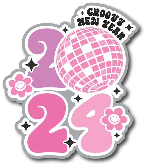 Groovy New Year 2024 Scrapbook Page Title Sticker Autumns Crafty Corner