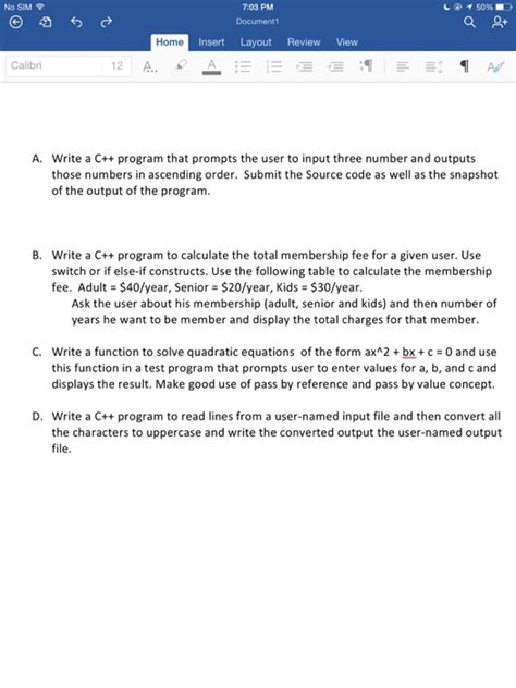 Solved Write A C Program That Prompts The User To Input