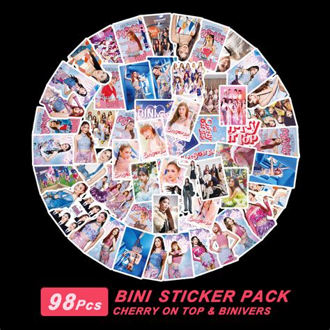 98pcsset Kpop Bini Sticker Notebook Water Bottle Luggage Graffiti