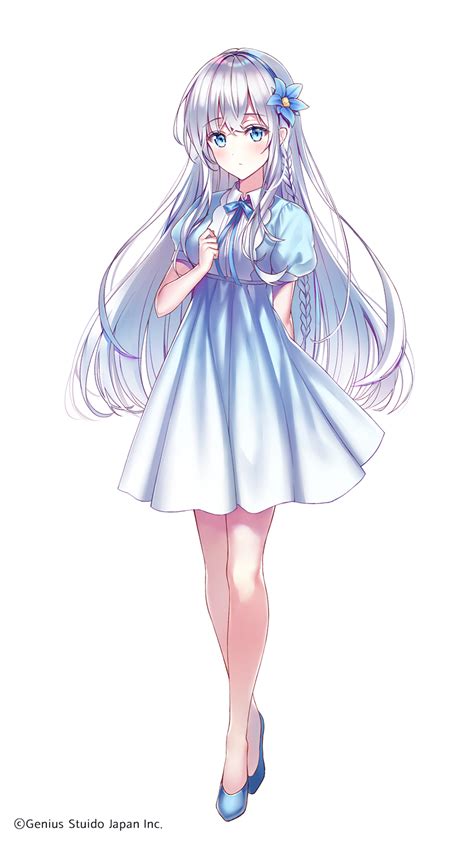 Lium Commentary Request Highres 1girl Arm Behind Back Black Skirt Blue Eyes Blue Flower