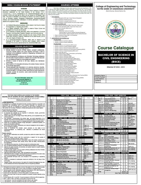 Bsce Course Catalog 2018 Revisedjuly2019 Pdf Engineering Bachelor