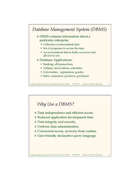 Database Management System Dbms Database Management Systems R Ramakrishnan And J Gehrke
