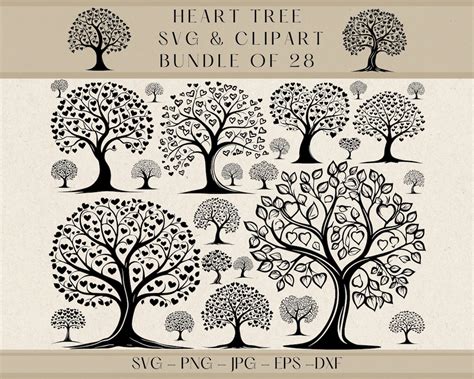 Heart Tree Svg Love Hearts Tree Svg Love Tree Svg Tree Svg Tree Clipart Tree Vector Tree