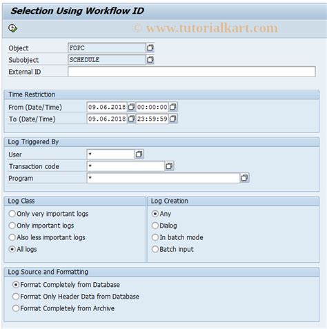 Fopcwfslg1 Sap Tcode Analyze Applicat Log For Scheduling