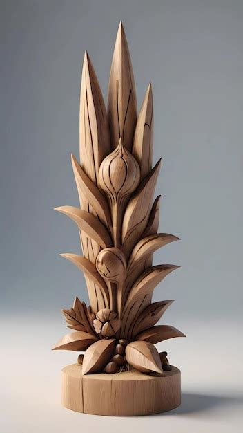 Premium Photo Wooden Abstract Sculpture Wood Carving Design Illustration