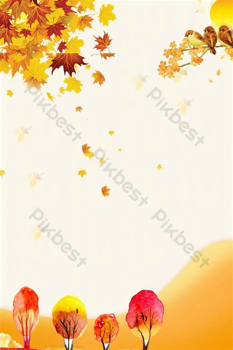 Liqiu Autumn Deciduous Sparrow Poster Psd Backgrounds Free Download
