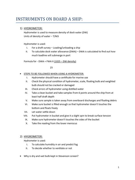 Instruments And Navigational Equipments Pdf Compass Humidity