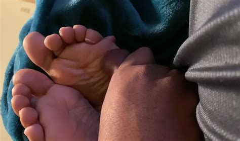 Rubbing His Dick On Her Sleepy Asian Soles No Cumshot