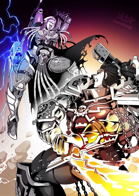 Fulgrim And Ferrus Manus Warhammer 40k Drawn By Ryuuseimarkii