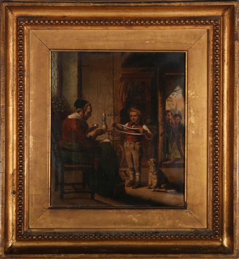 Unknown Mid 19th Century Oil A Begrudging Helping Hand For Sale At