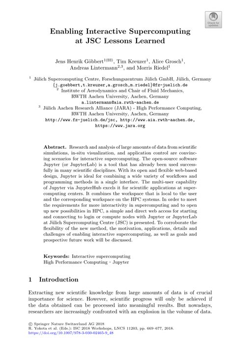 Pdf Enabling Interactive Supercomputing At Jsc Lessons Learned Isc High Performance 2018