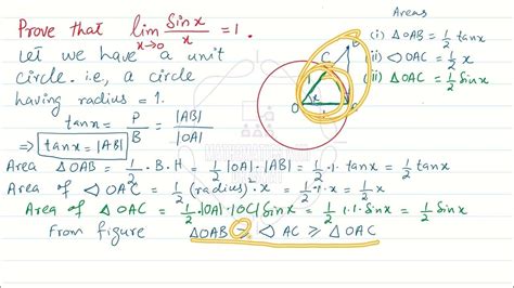 Prove That Limit X Approaches 0 Sin X X 1 Youtube