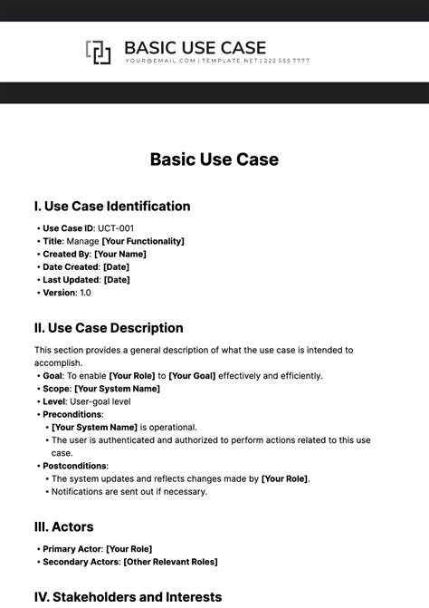 Basic Use Case Template Edit Online And Download Example