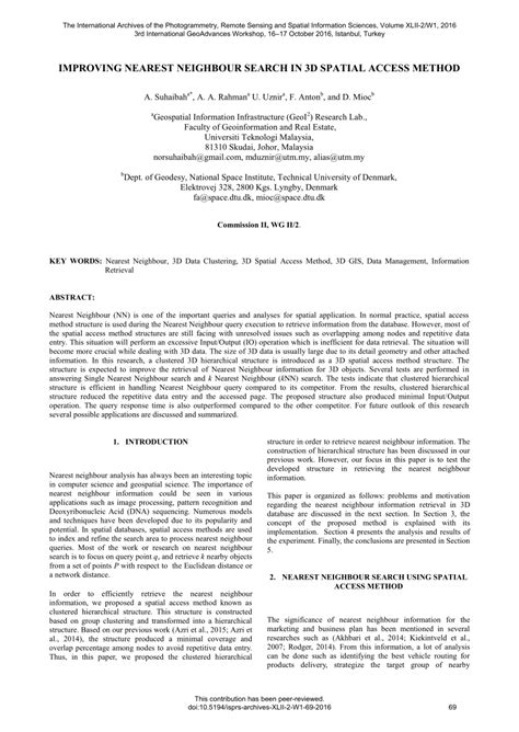 Pdf Improving Nearest Neighbour Search In 3d Spatial Access Method