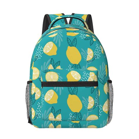 Uemuo Lemon Blue Printed Student Durable Water Resistant Backpack