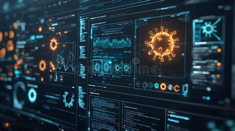 Futuristic Desktop Interface Showing Malware Detection Stock Illustration Illustration Of