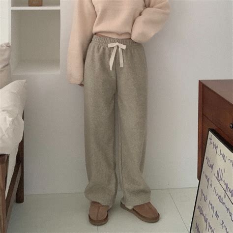 블림핏 도톰기모5컬러 멀루 밴딩 와이드 기모 팬츠