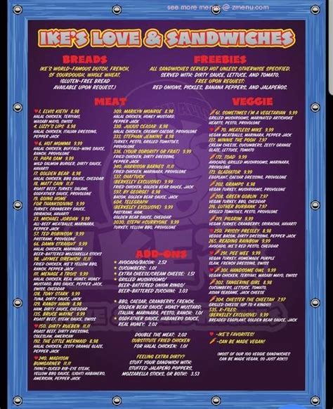 Online Menu Of Ikes Love And Sandwiches Restaurant Sacramento