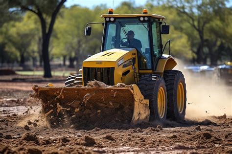 Premium Photo Grader Leveling Ground For A New Housing Development