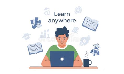 Learn Anywhere Anytime Stock Illustration Illustration Of Person