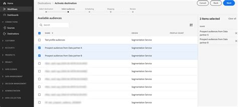 對目的地啟用潛在客戶對象 Adobe Experience Platform