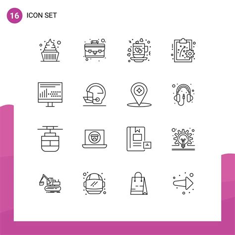 16 User Interface Outline Pack Of Modern Signs And Symbols Of Development Coding Cup Workforce