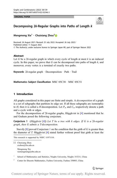 Decomposing 2k Regular Graphs Into Paths Of Length K