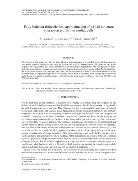 pdf fully eulerian finite element approximation of a fluid structure