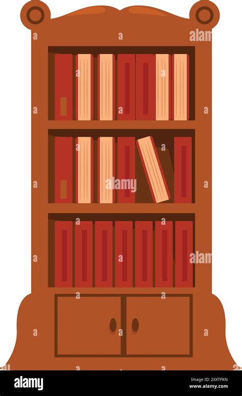 Classic Wooden Bookcase Standing With Books On The Shelves Perfect For