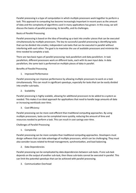 Parallel Processing This Approach To Computing Has Become