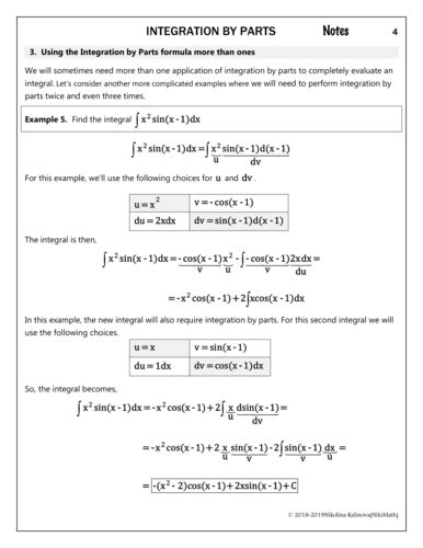 Integration By Parts Complete Lesson 47 Problems Teaching Resources