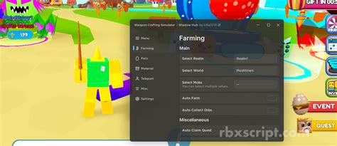 Weapon Crafting Simulator Autofarm Auto Hatch Misc Farms Scripts RbxScript