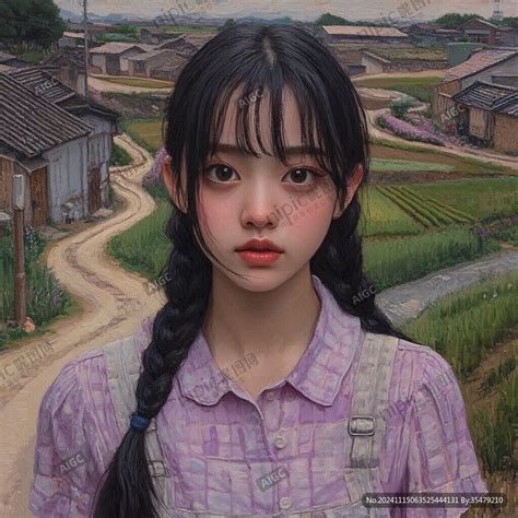 Ai创作图写实人物绘画 超写实插画 农村姑娘插画 Cg绘画作品 厚涂头像 写实唯美插画 美少女重绘 村姑形象绘画 青春风少女插画 锦绣田园农家女孩 厚涂少女 板绘人像 写实少女 乡村女孩插画